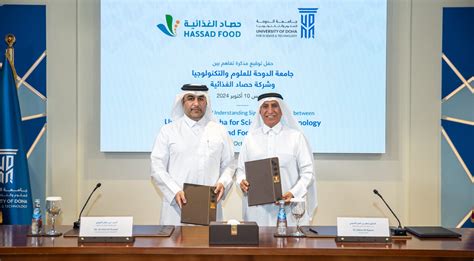 Hassad Food Signs Memorandum Of Understanding With University Of Doha For Science And Technology