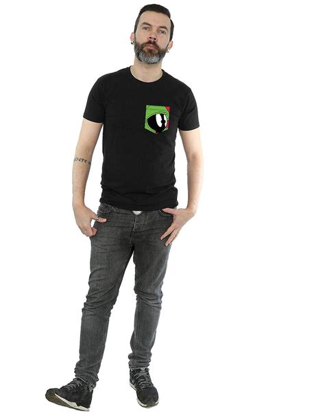 Looney Tunes Men S Marvin The Martian Face Faux Pocket T Shirt Fruugo US