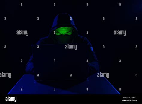 Cyber Hacker Digital Cybersecurity Concept With Hooded Hacker And