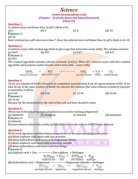 Class 10 Science Chapter Notes Of Acids Bases And Salts 58 Off