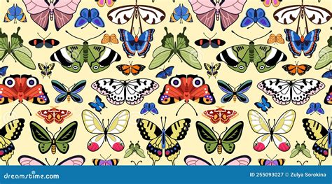 Seamless Vector Pattern With Beautiful Butterflies Stock Illustration