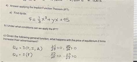 solved 4 answer applying the implicit function theorem