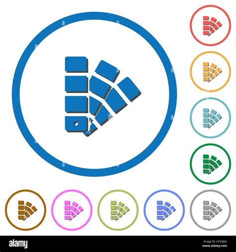 Color Swatch Flat Color Vector Icons With Shadows In Round Outlines On