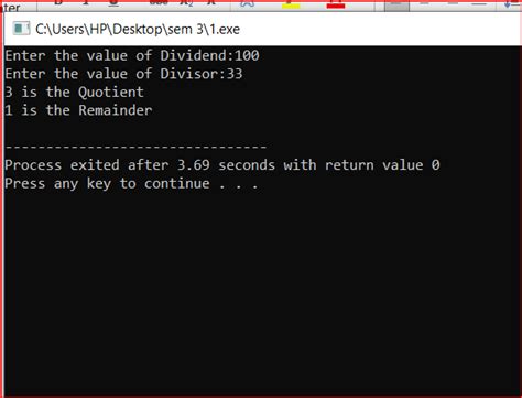 C Program To Compute Quotient And Remainder Both Are Integer Values