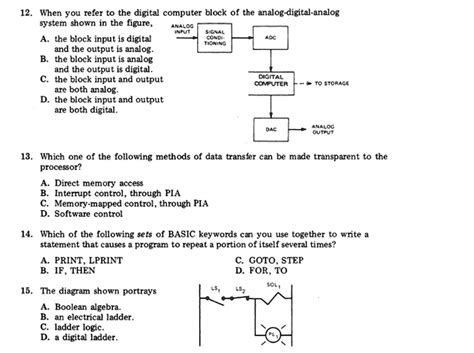 Solved 12 When You Refer To The Digital Computer Block Of The Analog Digital Analog System