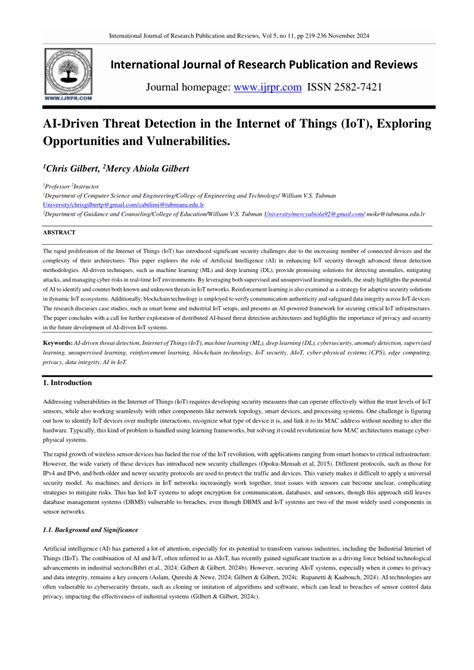 Pdf Ai Driven Threat Detection In The Internet Of Things Iot