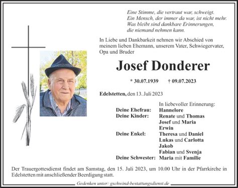 Traueranzeigen Von Josef Donderer Augsburger Allgemeine Zeitung