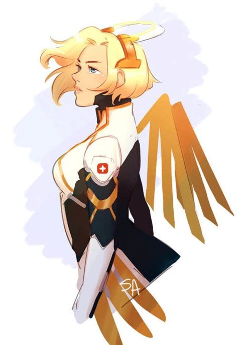 ∀`ノ～ ♡ Mercy Overwatch Overwatch Fan Art Mercy Fanart