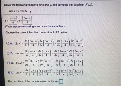 solved solve the following relations for x and y and