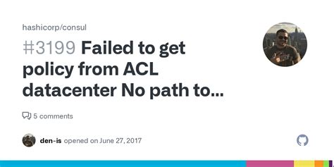 Failed To Get Policy From Acl Datacenter No Path To Datacenter · Issue
