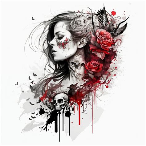 Girl Tattoo Design White Background Png File Download High Resolution
