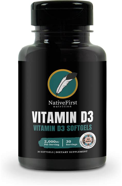 Amazon NativeFirst Vitamin D3 Softgels Inspired By Native American Wisdom 30 Softgels