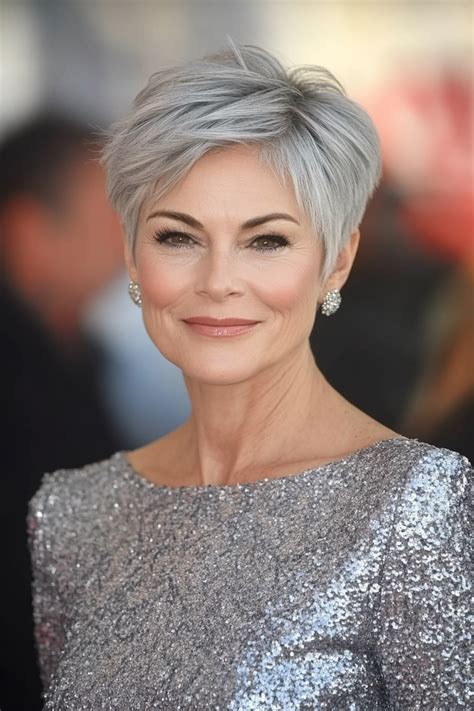 27 Short Cropped Cut With Silver Ombre Hairstyles For Older Women
