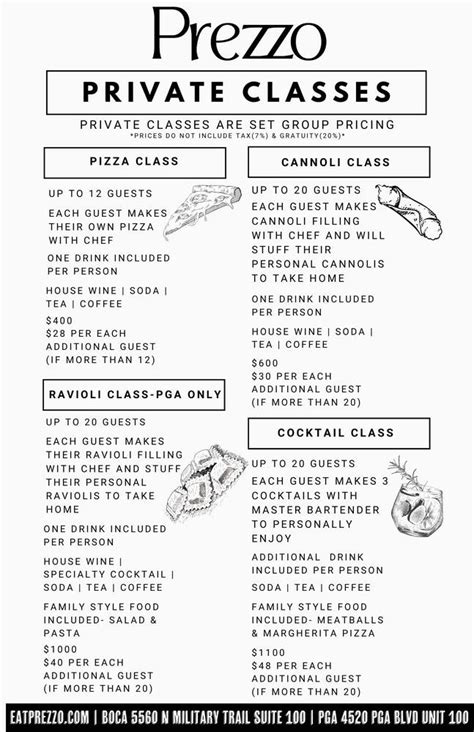 Private Interactive Classes For Groups Prezzo Italian Restaurant