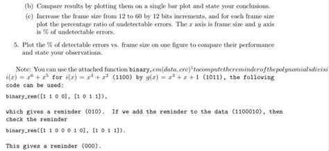 Solved Evaluate The Performance Of The CRC Scheme Using Chegg