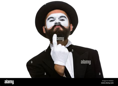 Portrait Of Mime With Pointing Finger Stock Photo Alamy