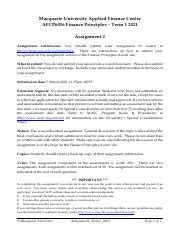 Assignment2 Term1 2021 Pdf Macquarie University Applied Finance