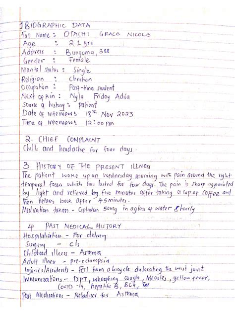 History Taking Sample Pdf