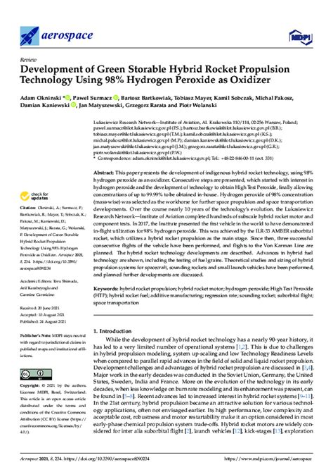 Pdf Development Of Green Storable Hybrid Rocket Propulsion Technology