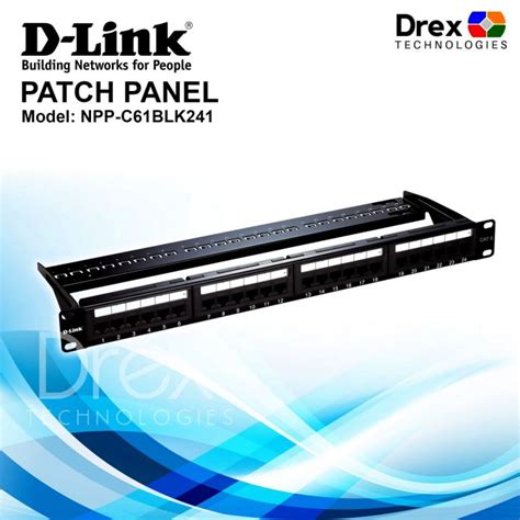 D Link 24 Ports Patch Panel CAT6 Fully Loaded 1RU 24 Port Patch Panel Cat6 NPP C61BLK241