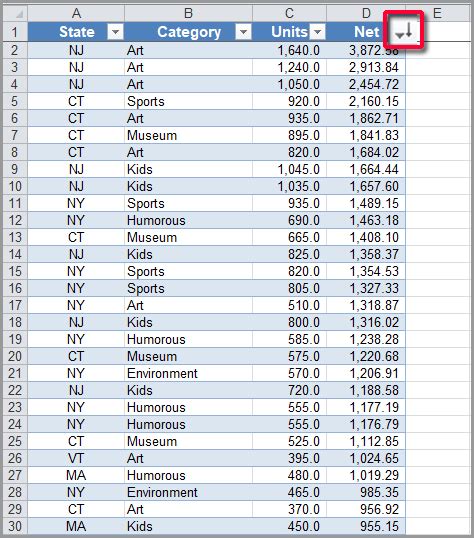 Sort Data In Excel