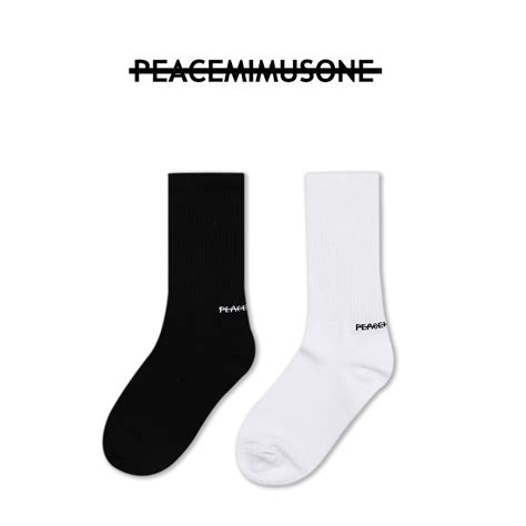 Peace简约黑白gd韩国日系潮牌长袜ins街头字母纯色运动中筒袜子虎窝淘