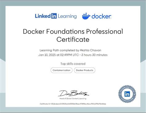 Linkedinlearning Docker Certificateofcompletion Continuouslearning Careergrowth