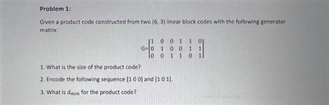 Solved Given A Product Code Constructed From Two Chegg