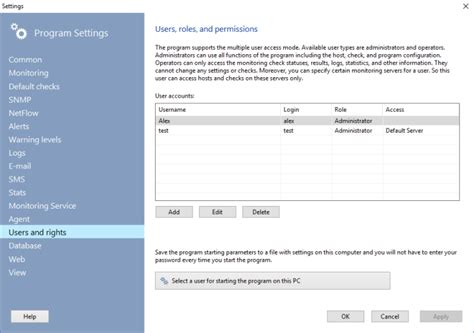 user accounts rights and roles