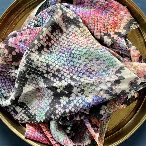 Python Print Rainbow Wool And Silk Scarf Cornflower Blue Accessories