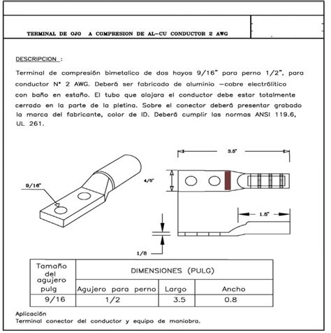 Bimetallic Terminal Of Compression For Driver N º 2 Awg 4 Holes