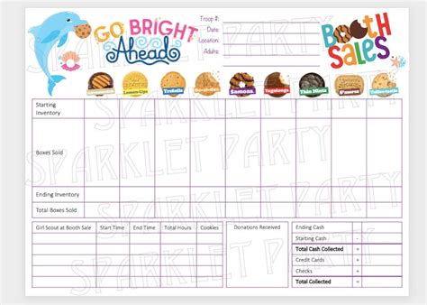 Lbb Girl Scout Cookies Booth Tally Count Sheet Printable Etsy