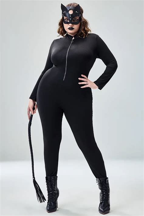 Xpluswear Design Plus Size Halloween Costume Gothic Black Zipper Long