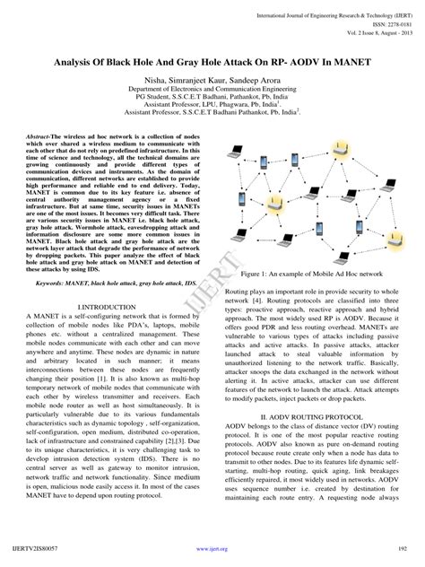 Pdf Analysis Of Black Hole And Gray Hole Attack On Rp Aodv In Manet