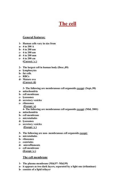 Solution Mcq Of Cytology Test Quesitions And Answers Studypool