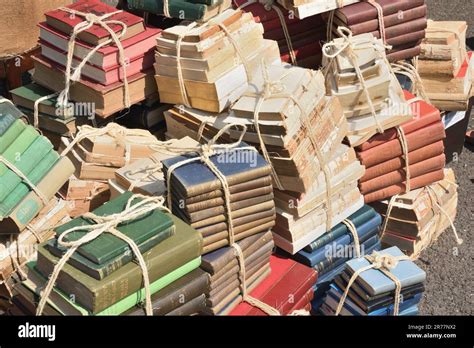 Bundles Of Old Books Tied Up With String Stock Photo Alamy