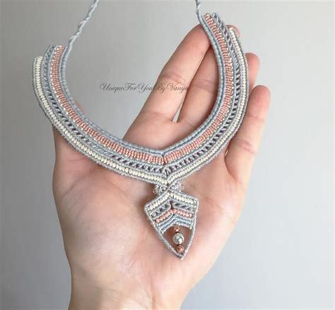 Micro Macrame Necklace Pattern Macrame Jewelry Making DIY Bib Necklace Egyptian Style Choker
