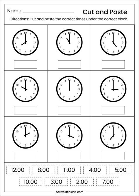 Cut And Paste Clock Worksheet Clock Worksheets Kindergarten