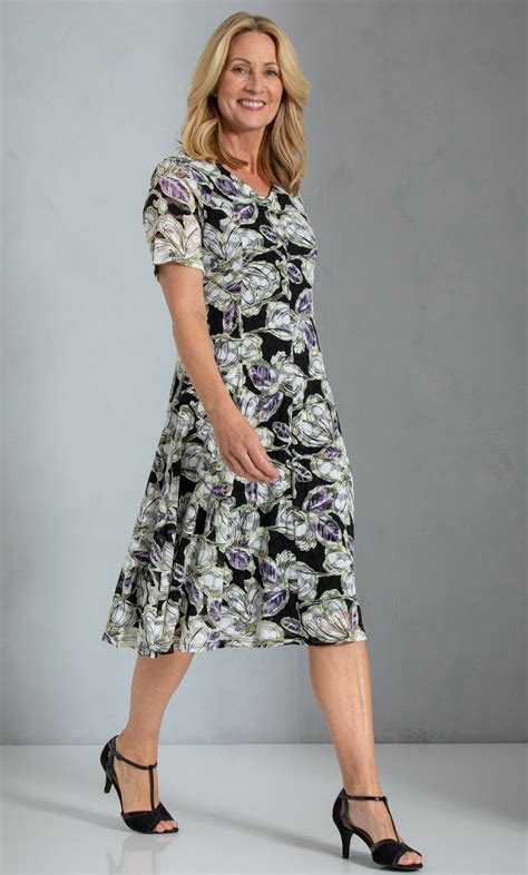 Anna Rose Textured Floral Mesh Dress In Black Klass