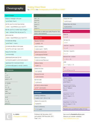 Python Cheat Sheet By Pao361 Download Free From Cheatography Cheat Sheets