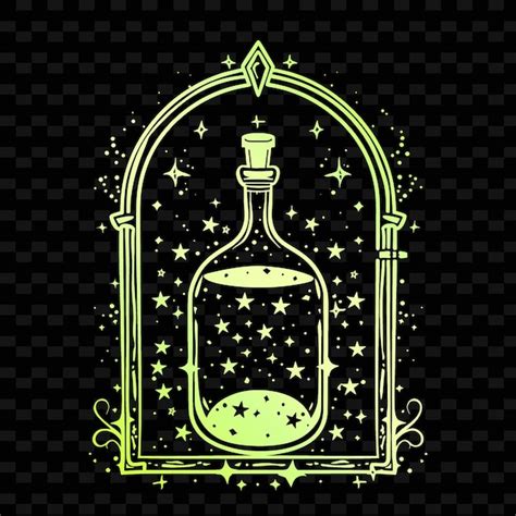 Premium Psd Alchemist Outline With Flask Design And Star Symbols For