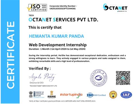 hemanta kumar panda on linkedin octanet octanet givemycertificate