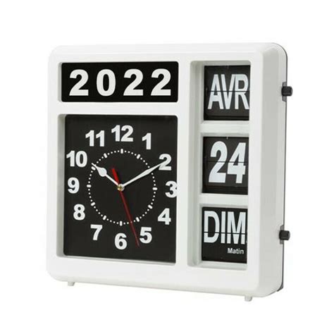 Pendule murale à calendrier noir et blanc