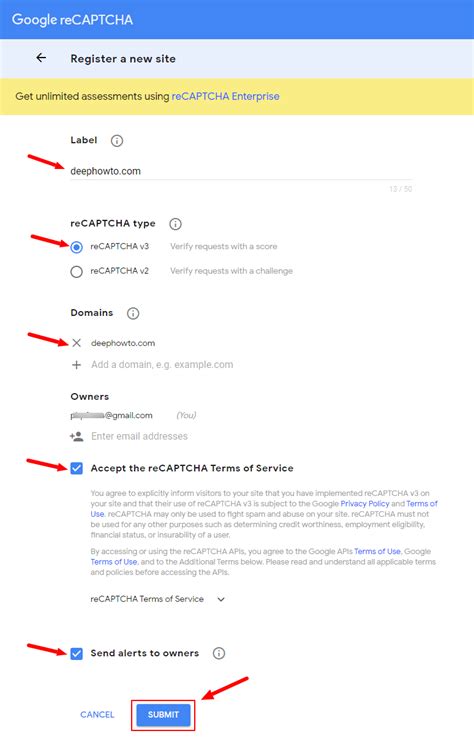 Add Google Recaptcha V To Html Form With Php