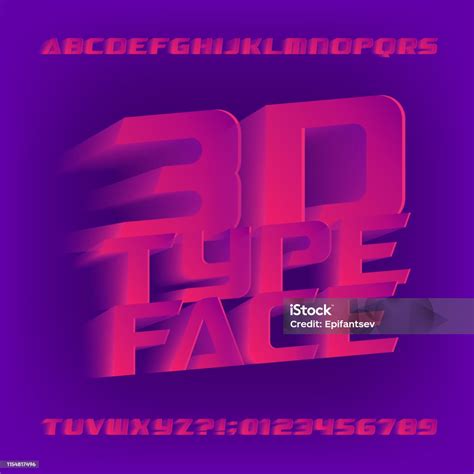 Font Alfabet 3d Abstrak Huruf Efek 3d Dan Angka Ilustrasi Stok Unduh
