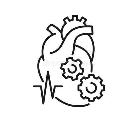 Healthy Heart Work Cardiology Test Line Icon Stock Illustration