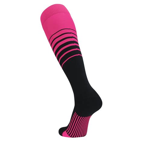 Tck Elite Breaker Fade Lines Knee High Soccer Socks Hot Pink Black L