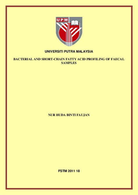 Pdf Bacterial And Short Chain Fatty Acid Profiling Of Faecal Samples
