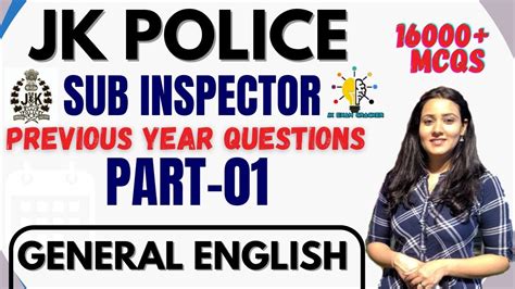 Jkp Sub Inspector Pyq General English Ii 16000 Mcqs Ii Set 01 Ii By