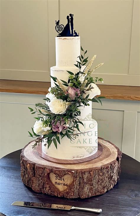 Tier Semi Naked Wedding Cake Apton Hall Rochford May